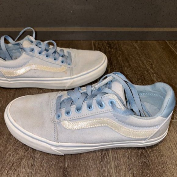 Vans | Shoes | Vans Womens Light Blue Old Skool Canvas Lace Up Sneakers ...